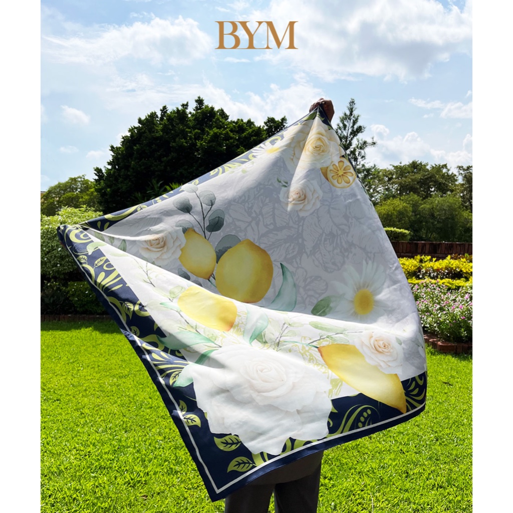 bym silk scarf ผ้าพันคอผ้าไหมแท้จากไทย ( ลายTHE LEMON ) พร้อมกล่อง ...