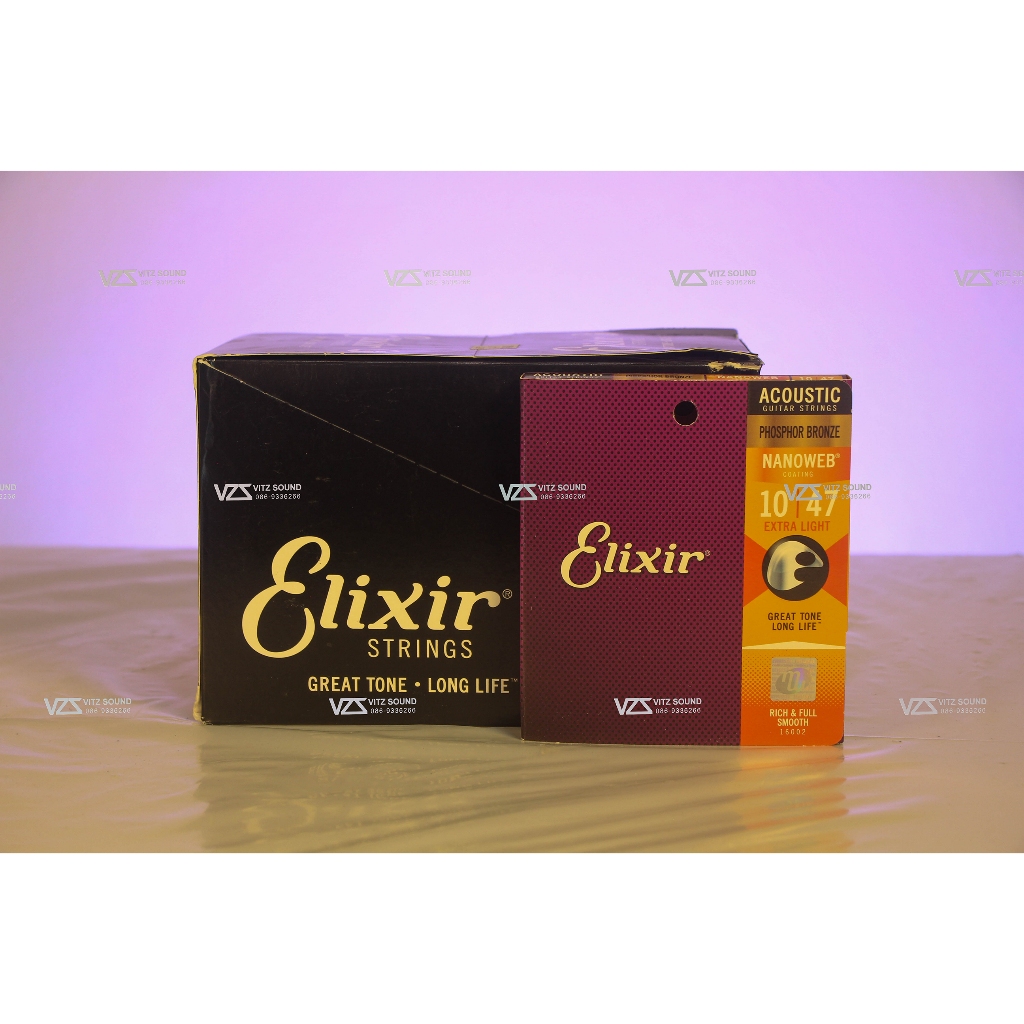 Elixir Nanoweb Phosphor Bronze 10-47 MM. ,11-52 MM. ,12-53 MM. สาย ...