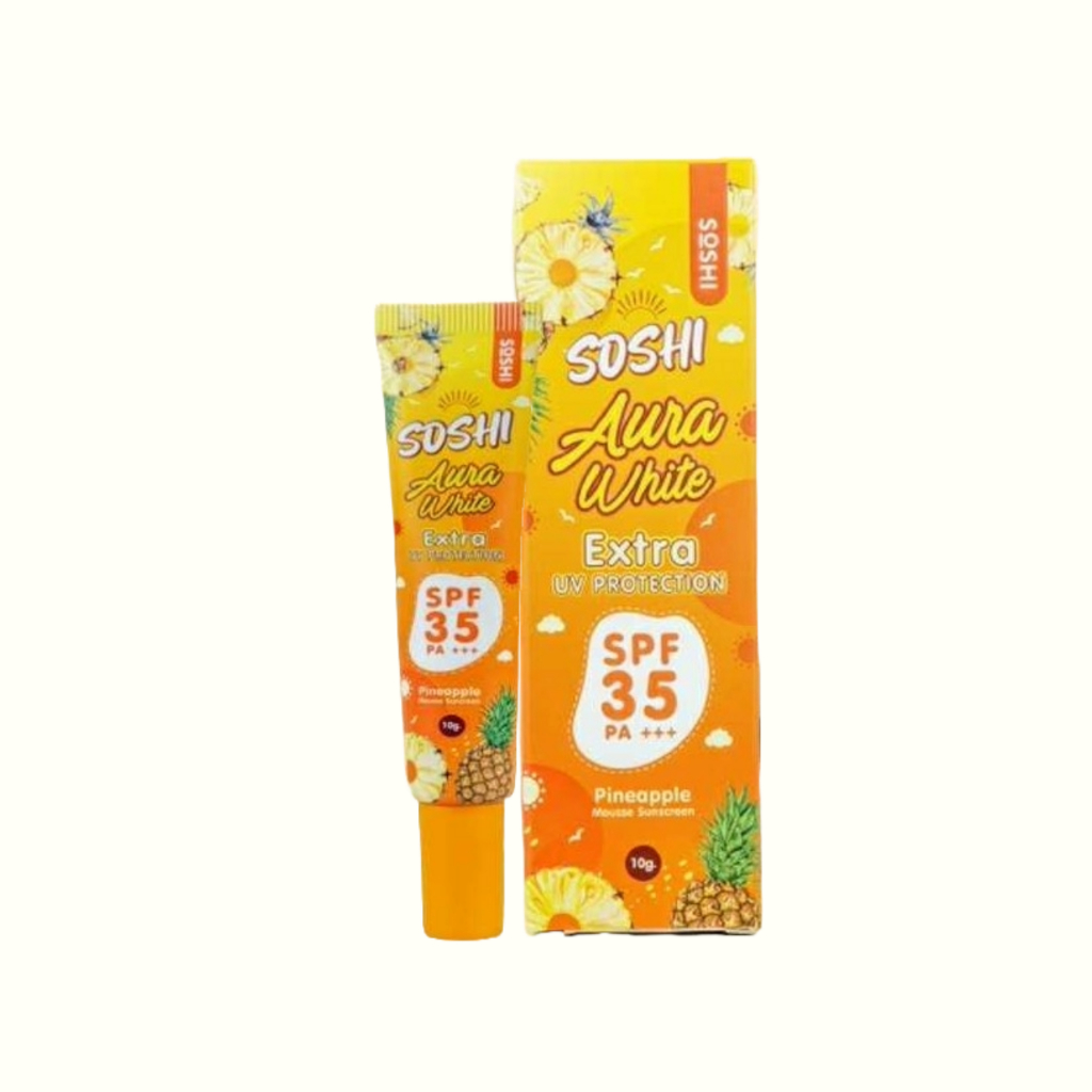 Soshi Aura White Extra UV Protection กันแดดสับปะรด SPF 35 PA+++ ขนาด 10 ...