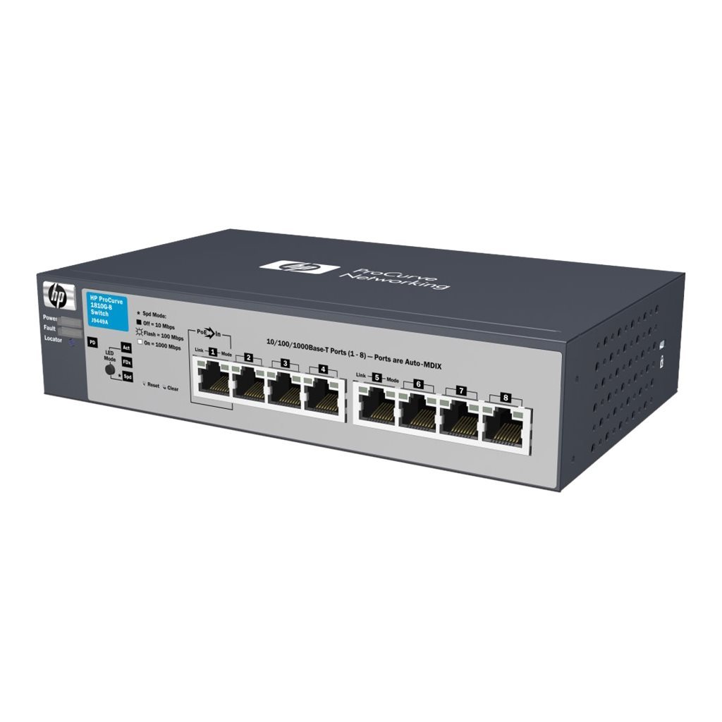HP ProCurve 1810G-8 Gigabit (J9449A) Switch Hub 8-Port 10/100/1000Base ...