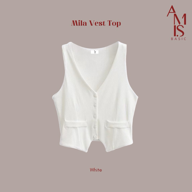 รอพรีเฉพาะสี [Light Pink, White] Mila Vest Top | Amis Basic | Shopee Thailand