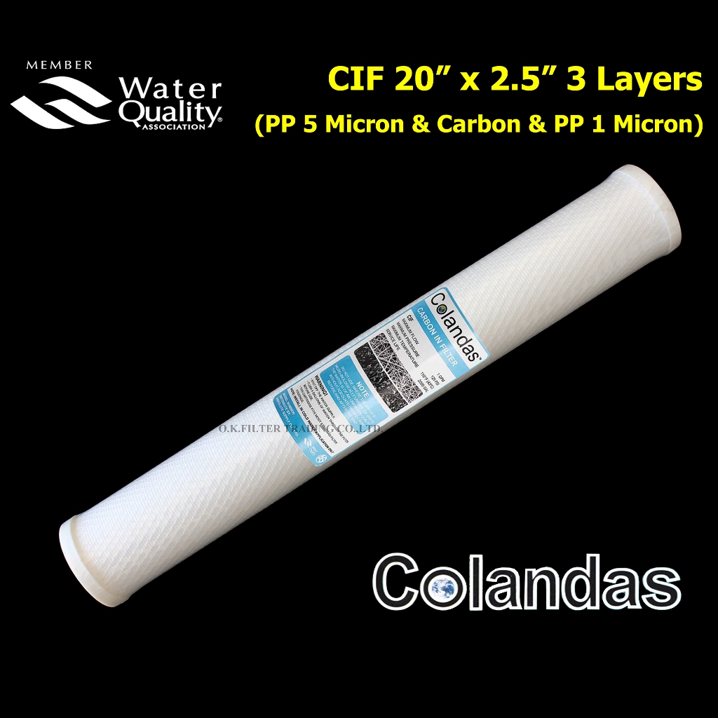 ไส้กรองน้ำ 3 ชั้น CIF PP 5 Micron & Carbon & PP 1 Micron 20 นิ้ว x 2.5 นิ้ว Colandas | Shopee ...