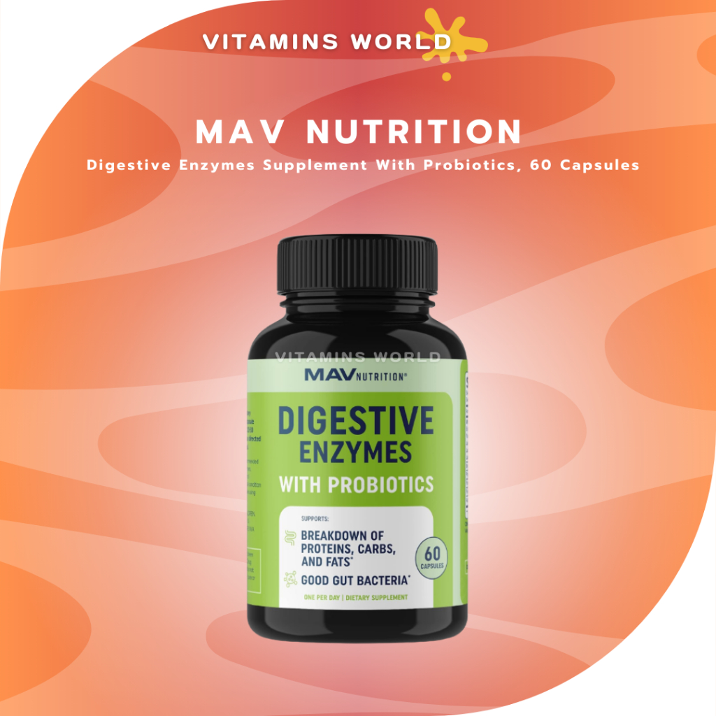 MAV NUTRITION Digestive Enzymes Supplement With Probiotics, 60 Capsules ...