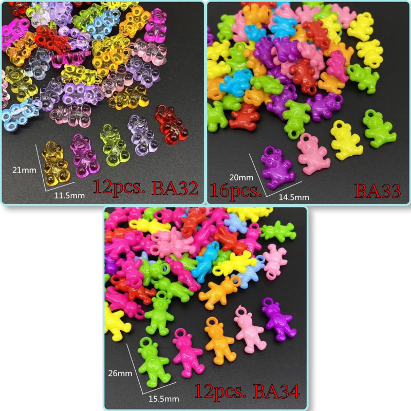 BA32-BA34 ลูกปัดอะคริลิคจี้หมี 12-16 ชิ้น/เซ็ต B | Shopee Thailand