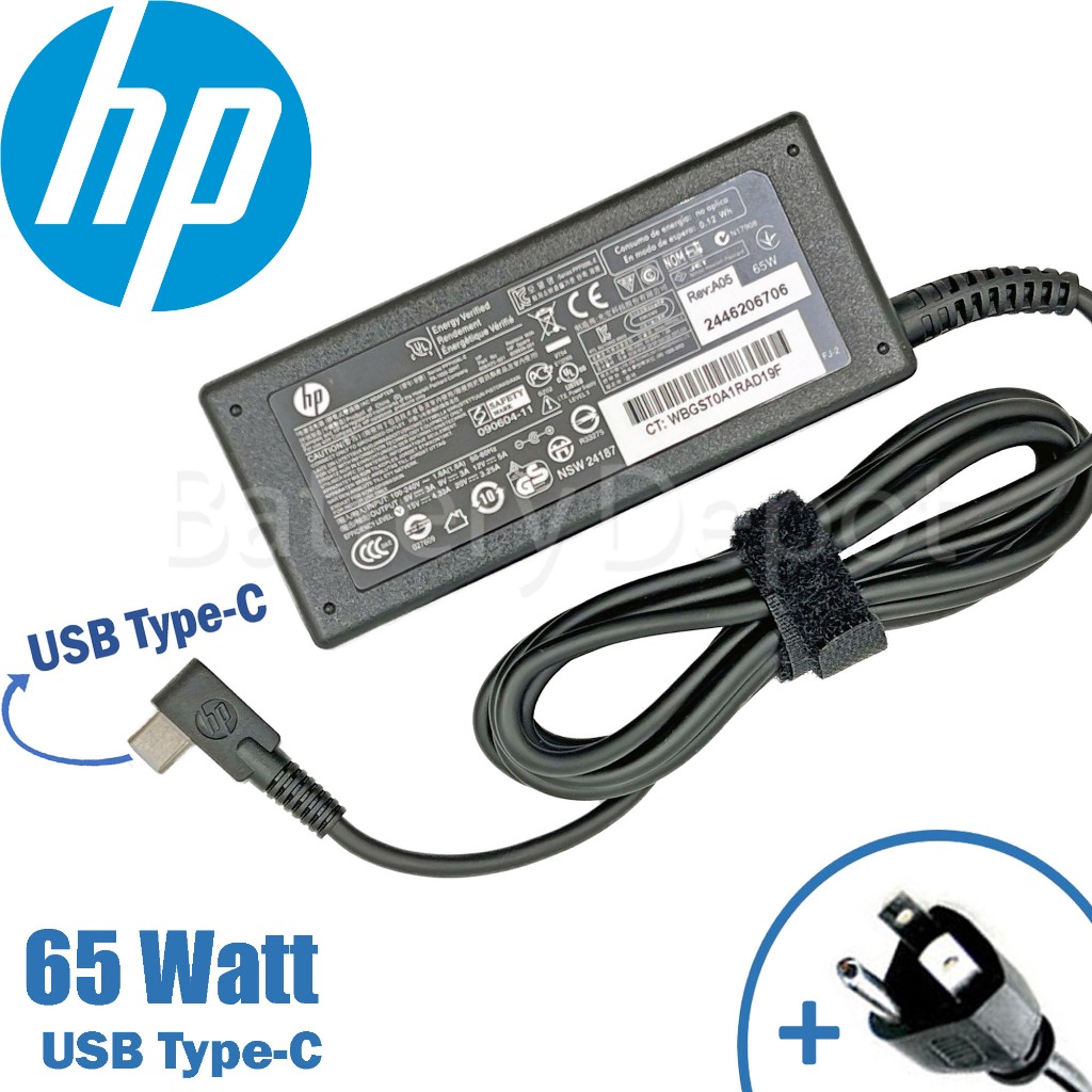 HP Adapter ของแท้ HP 20V/3.25A 65W หัว Jack USB Type-C สายชาร์จ HP, อะ ...