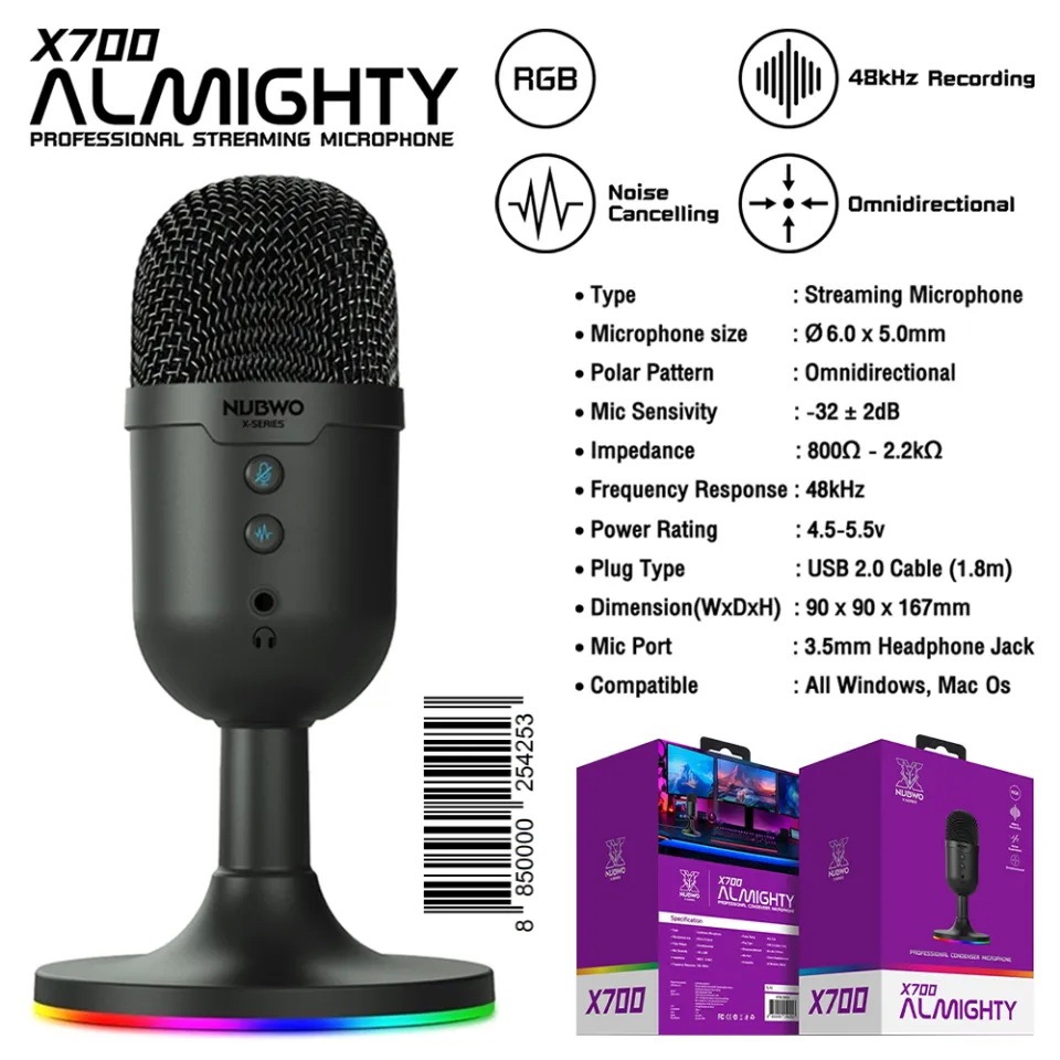 🔥ขายดีมาก🔥⚡️ไมค์คอมเกมมิ่ง⚡️ NUBWO X700 ALMIGHTY Microphone ไมโครโฟนสำหรับแคสเกมส์ สตรีมมิ่ง อัด ...