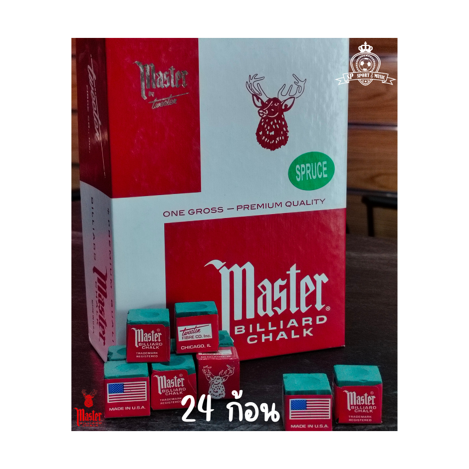 Master Chalk Billiard Snooker ชอล์คฝนหัวคิว ตรากวาง สีเขียว ของแท้100% ...