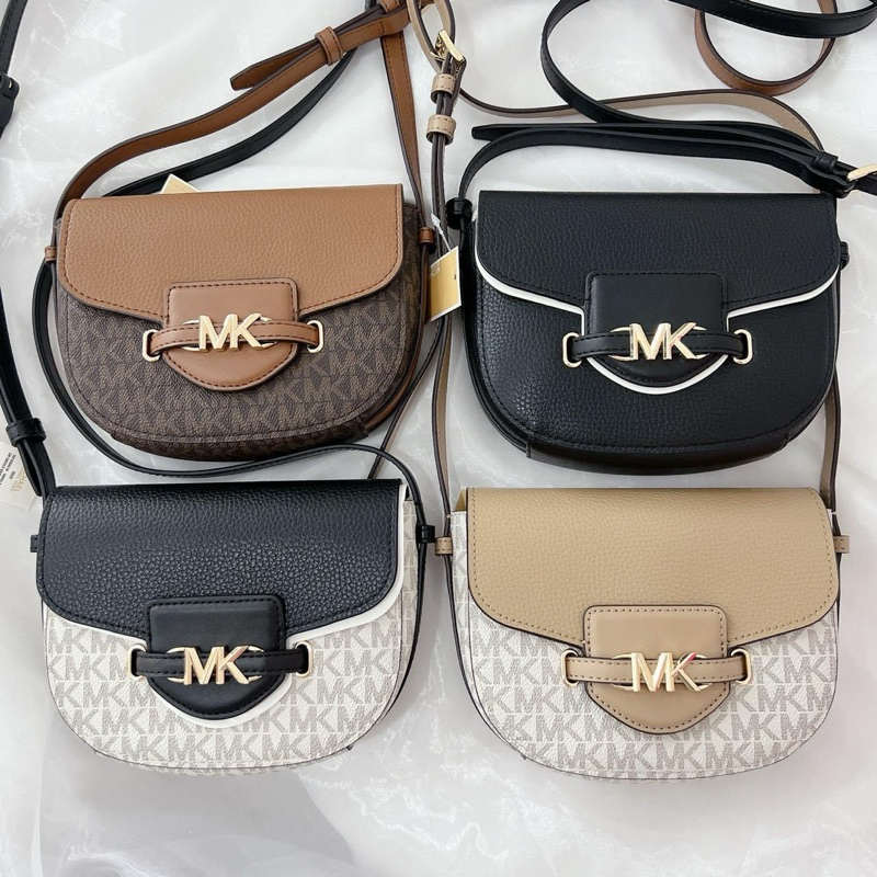 Michael Kors Reed Saddle Small Logo and Leather Crossbody Bag | Shopee ...