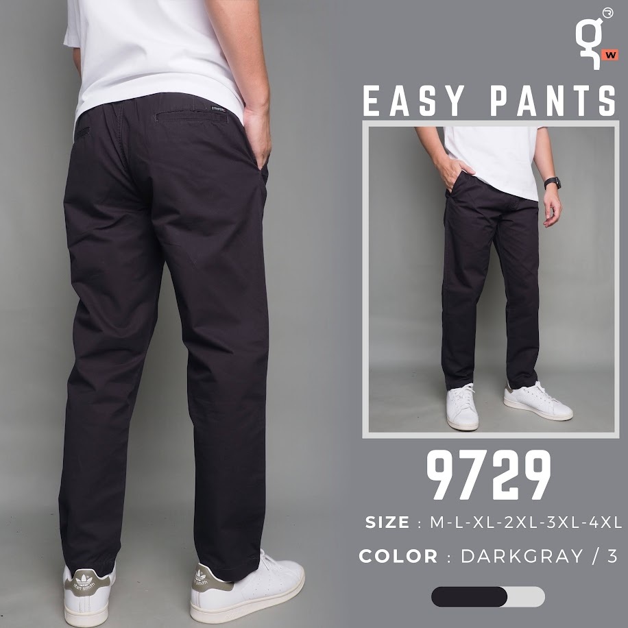 GOODWIN - 9729 EASY PANTS กางเกงขายาว ผู้ชาย ผ้าคอตต้อน100% เอวยืดมีเชือกผูก | Shopee Thailand