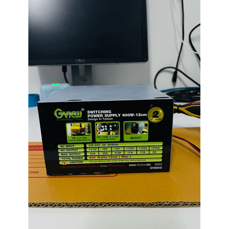 Power Supply Gview 600W-12cm 600W มีสายต่อการ์ดจอ 6พิน ขนาด600W สินค้ามือสองใช้งานได้ปรกติ ...