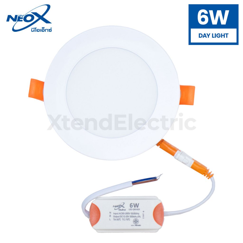 Neox LED Down Light Slim Circle 4″ 6 Watt Daylight นีโอเอ็กซ์ โคมดาวน์ไลท์ ทรงกลม 4 นิ้ว 6 วัตต์ ...