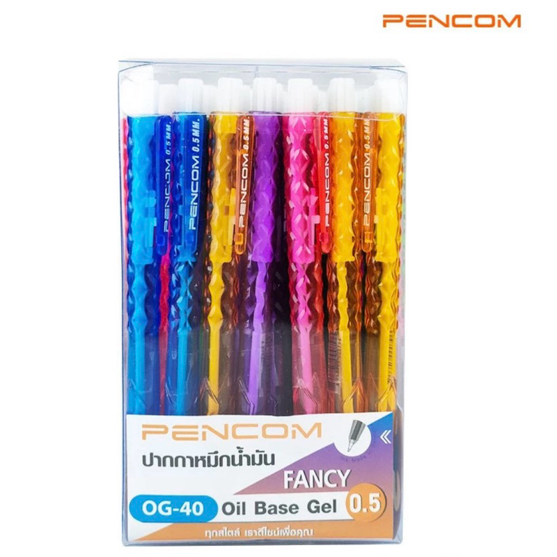ปากกาหมึกน้ำมัน “Pencom” OG-40 (0.5 mm.) (น้ำเงิน, แดง)(กระป๋อง/ 50 ด้าม) | Shopee Thailand