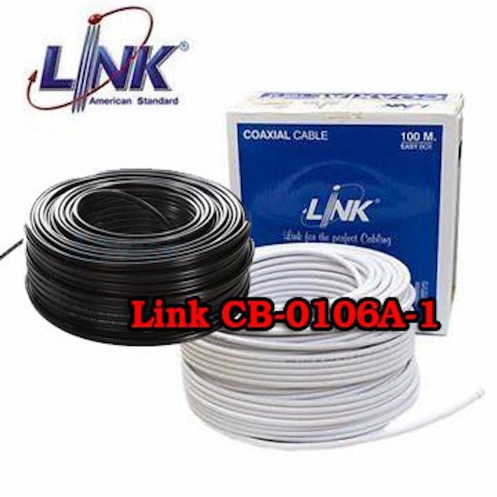 LINK, สาย RG6 6/U สีดำ Cable Shield 95% 100 เมตร สายกล้องวงจรปิด รุ่น ...