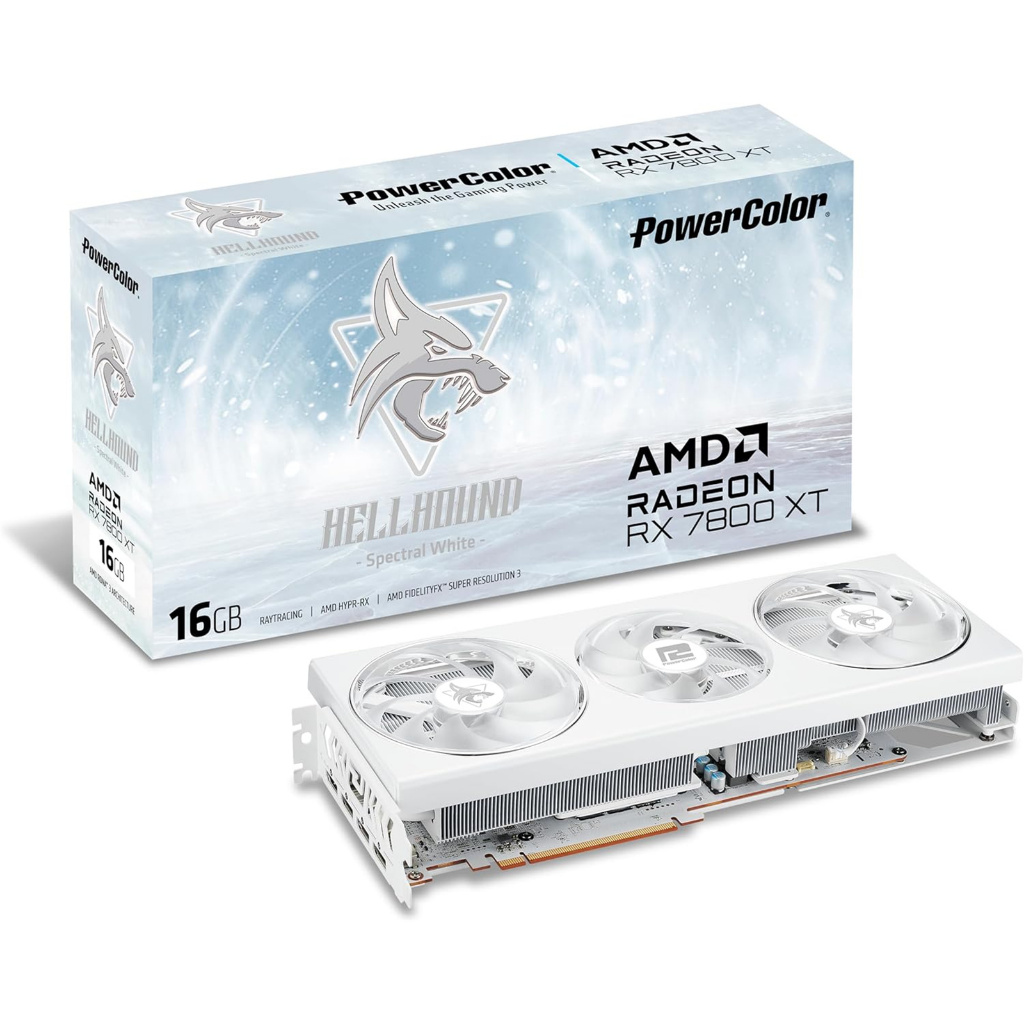 POWERCOLOR RX 7800 XT HELLHOUND Spectral White 16GB Graphics Card การ์ด ...
