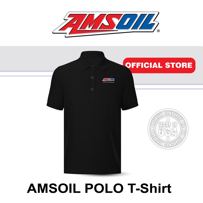 AMSOIL POLO T-Shirt เสื้อโปโลสีดำ all black ของแท้ 100% | Shopee Thailand
