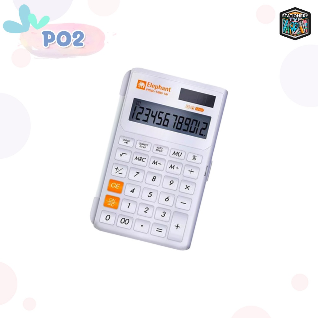 Elephant ตราช้าง เครื่องคิดเลข แบบพกพา รุ่น P01 / P02 / P03 แสดงตัวเลข 12 หลัก ( 1 เครื่อง ...