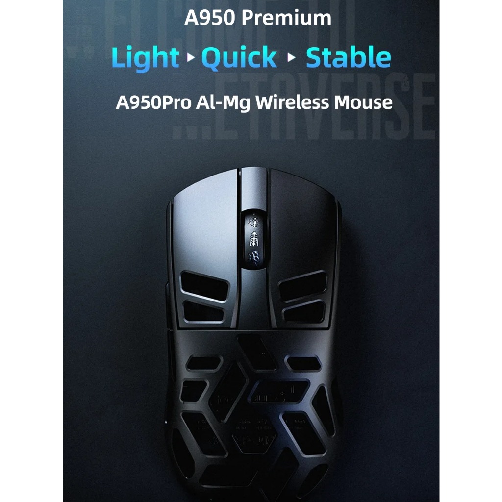 DAREU A950 Premium Al-Mg Alloy เม้าส์ไร้สายวัสดุแมกนีเซียมอัลลอยด์ 4KHz Tri-mode 2.4G M PAW3395 ...
