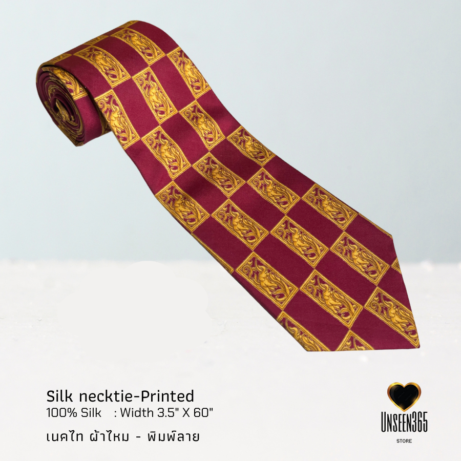 เนคไทผ้าไหม พิมพ์ลาย Silk necktie 100% silk printed PRT-03 SN1 -จิม ...