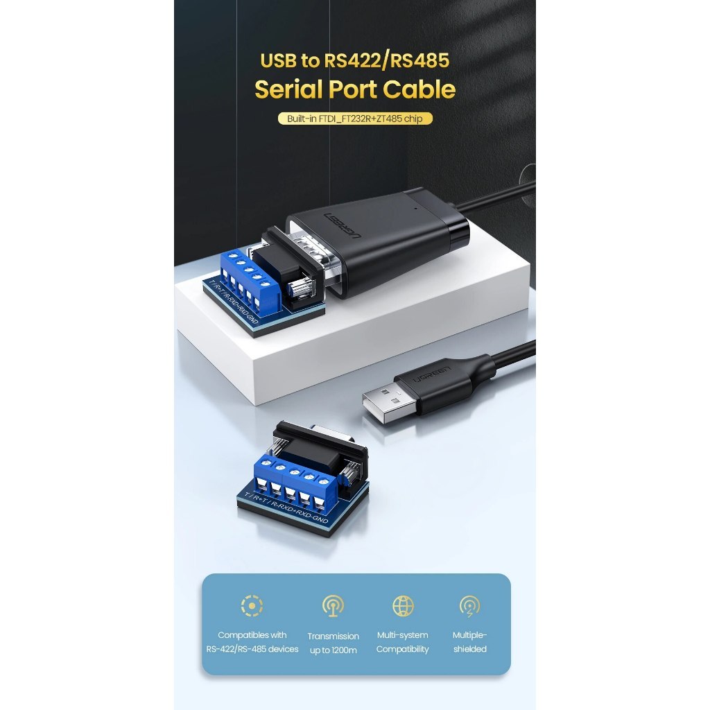 UGREEN USB to RS422 RS485 Serial Port Converter Adapter Cable DB9 Male ...