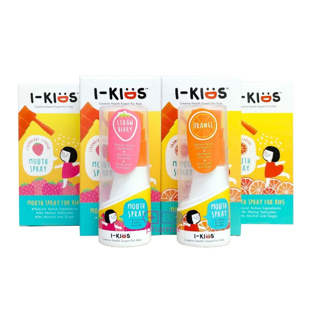 I-kids mouth spray สเปรย์พ่นคอ ยาพ่นคอ สำหรับเด็ก ikids ikid ส้ม / สตรอ ...