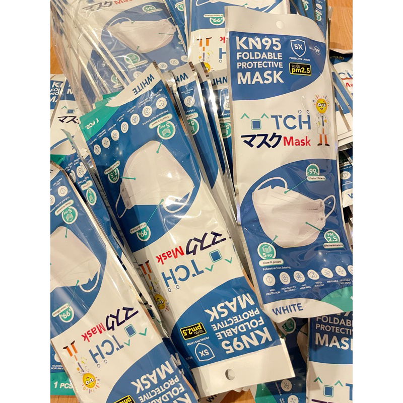 (พร้อมส่ง) หน้ากากอนามัย kn95 Foldable Protective Mask ยี่ห้อ TCH Mask ...