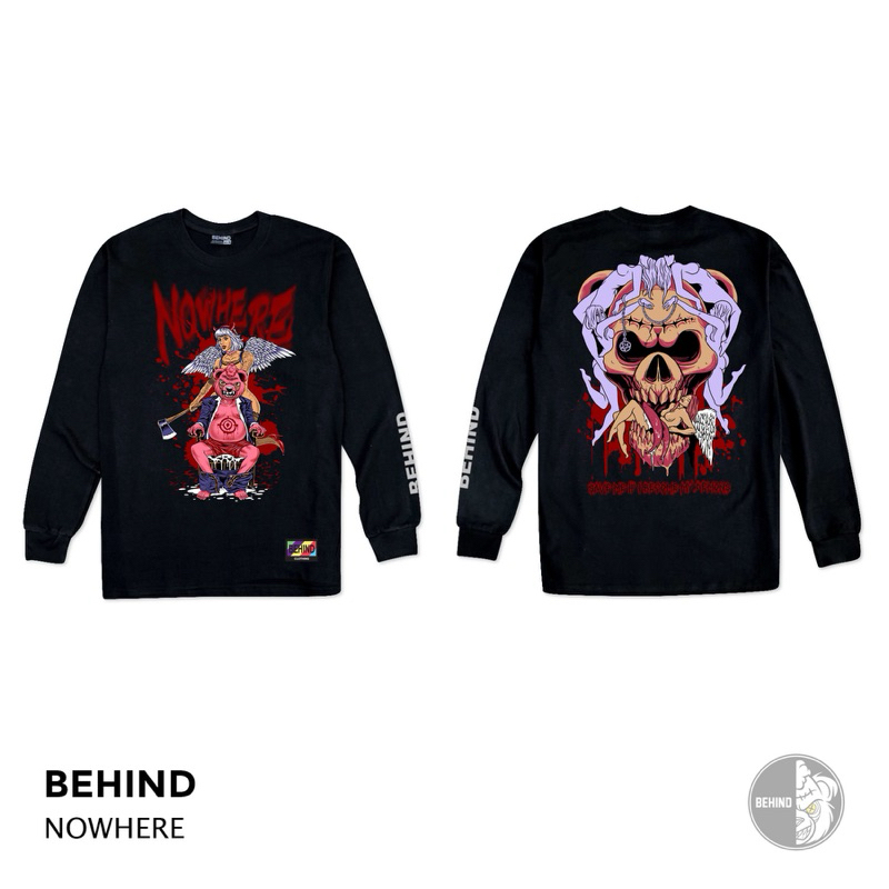 BEHIND เสื้อยืด แขนยาว “ NOWHERE “ แนวสตรีท เสื้อยืดชาย หญิง | Shopee ...