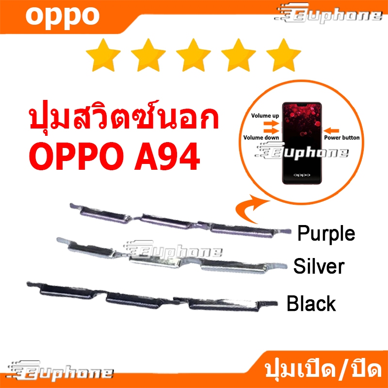 ปุ่มกดสวิทช์ด้านนอก OPPO A94 ปุ่มเปิดปิด ปรับระดับเสียงขึ้นลง ปุ่มลด ...