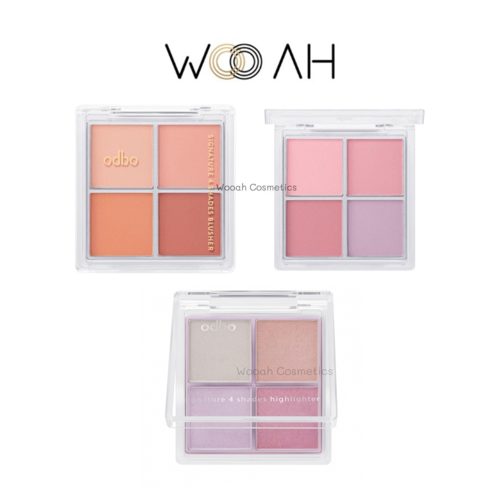 บลัชออน Odbo Signature 4 Shades Blusher/Highlighter โอดีบีโอ ซิกเนเจอร์ โฟร์ เฉดส์ บลัชเชอร์/ไฮ ...