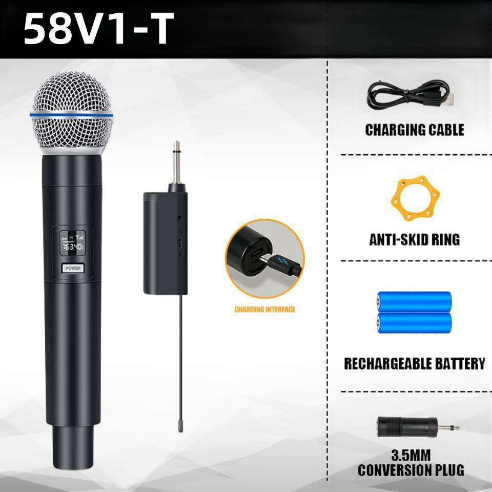 SM58 mic ไมค์ลอย คู่ ไมโครโฟนไร้สาย ไมค์คู่แบบมือถือ ชุดรับ-ส่งWireless ...