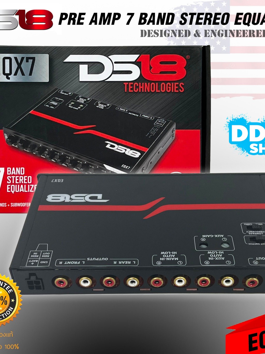 สินค้าขายดี !![ ของแท้ 100% ] DS18 รุ่น EQX7 ปรีแอมป์รถยนต์ 7แบนด์ เสียงดีคุณภาพอเมริกัน สีดำ ...