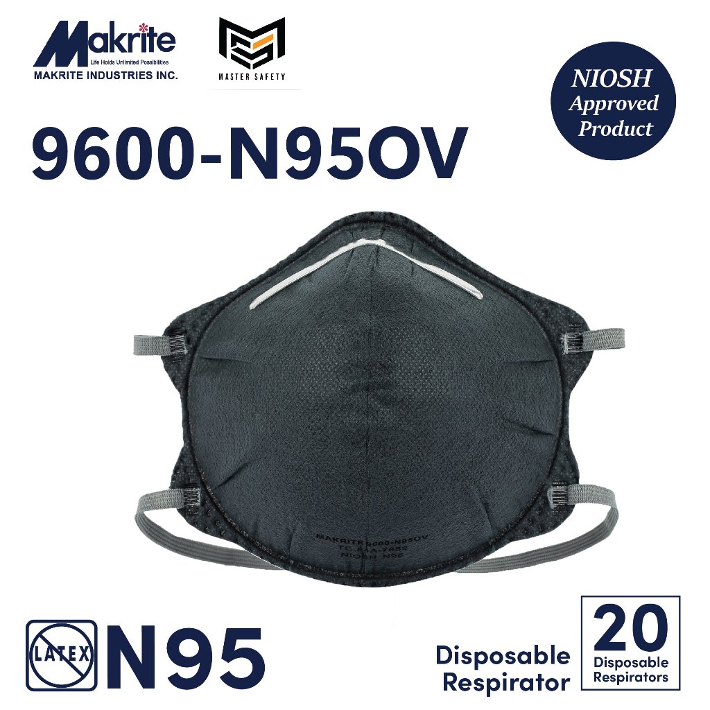 หน้ากากอนามัย Makrite รุ่น 9600-N95OV หน้ากากเอ็น 95 ป้องกันกันฝุ่นและมลภาวะทางอากาศ 1 กล่อง 20 ...