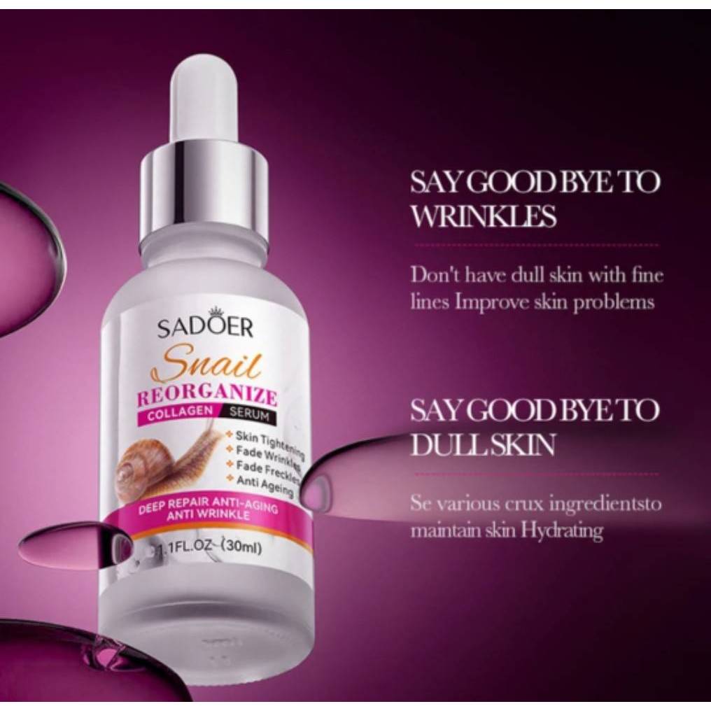 เซรั่ม SADOER SNAIL RECONDIZE COLLAGEN SERUM บำรุงผิวให้ชุ่มชื้น ขนาด 30 ml. ขวดขาวชมพู | Shopee ...