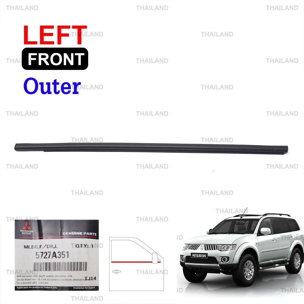 คิ้วยางรีดน้ำขอบกระจกนอก ของแท้ สีดำ สำหรับ Mitsubishi Pajero Motero ...