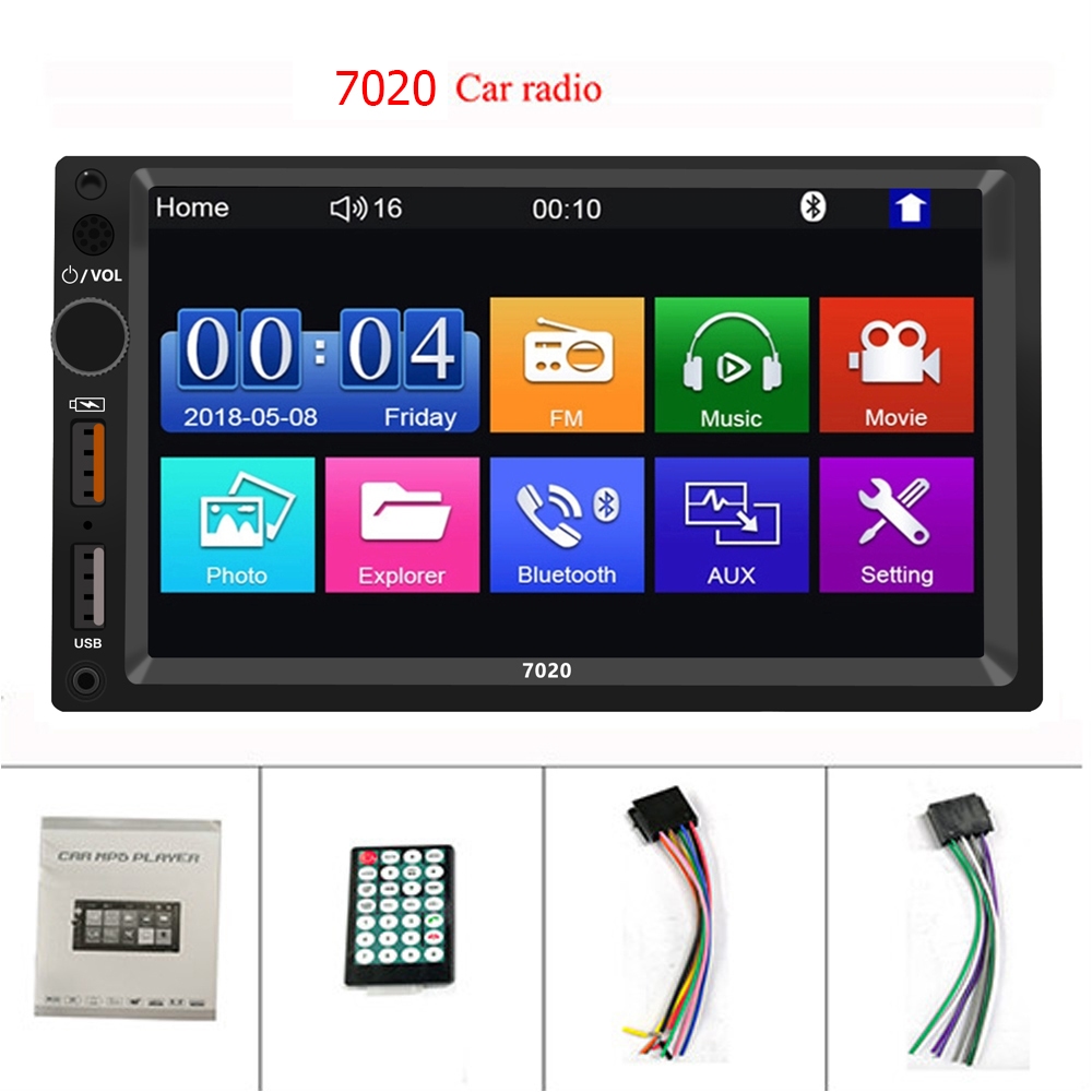 2 Din Car Radio Stereo 7 INCH HD Touch Screen Multimedia Player BT ...