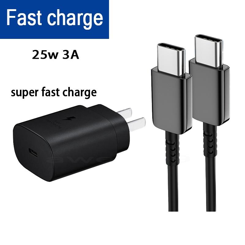 สายชาร์จ typec 3a หัวชาร์จ 25w （typec to type c）fast charging สำหรับ s8 s10 s20 s21 s22 a13 a20 ...