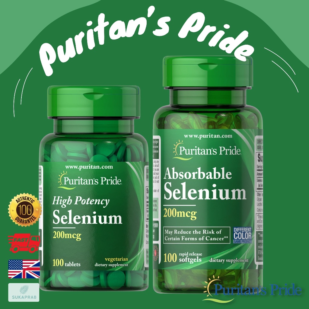 พร้อมส่ง Puritan's Pride Selenium 200 mcg 100 tablets ซีลีเนียมต้าน ...
