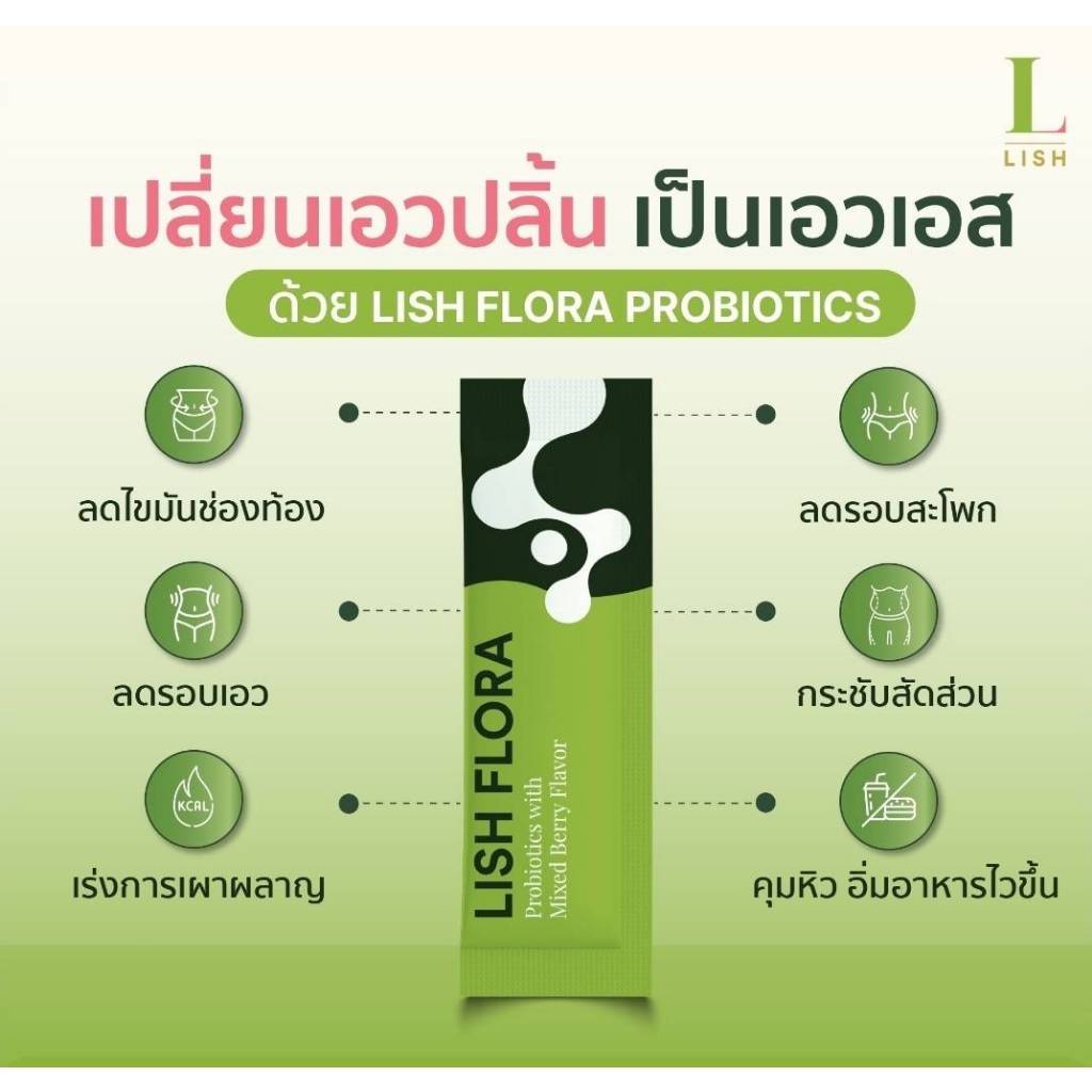 Lish Flora - Synbiotics Probiotics ขับถ่ายยาก ท้องผูก กรดไหลย้อน ปรับ ...
