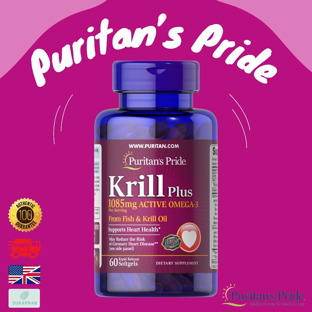 พร้อมส่ง Puritan's Pride Krill Oil Plus High Omega-3 Concentrate 1085 mg | Shopee Thailand