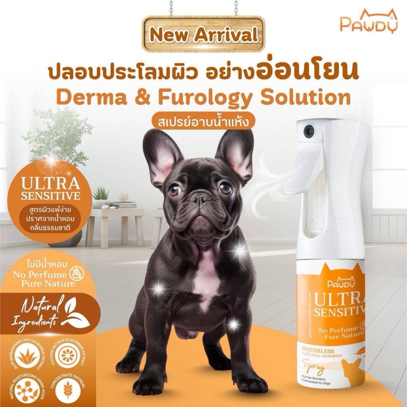 Pawdy Spray สเปรย์อาบน้ำแห้งสุนัข สูตร Natural สำหรับผิวแพ้ง่าย ปราศจาก ...