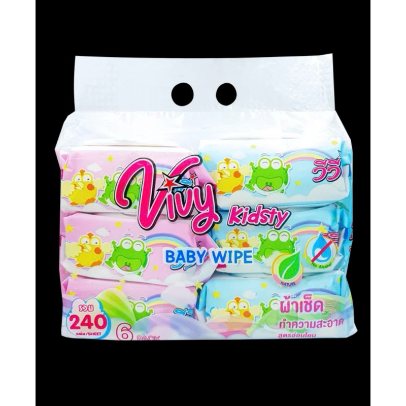 ทิชชู่เปียก Vevy Kidsty ห่อ 40 แผ่น ยกแพคมี 6 ห่อ ใช้ได้ทั้งเด็กและ ...