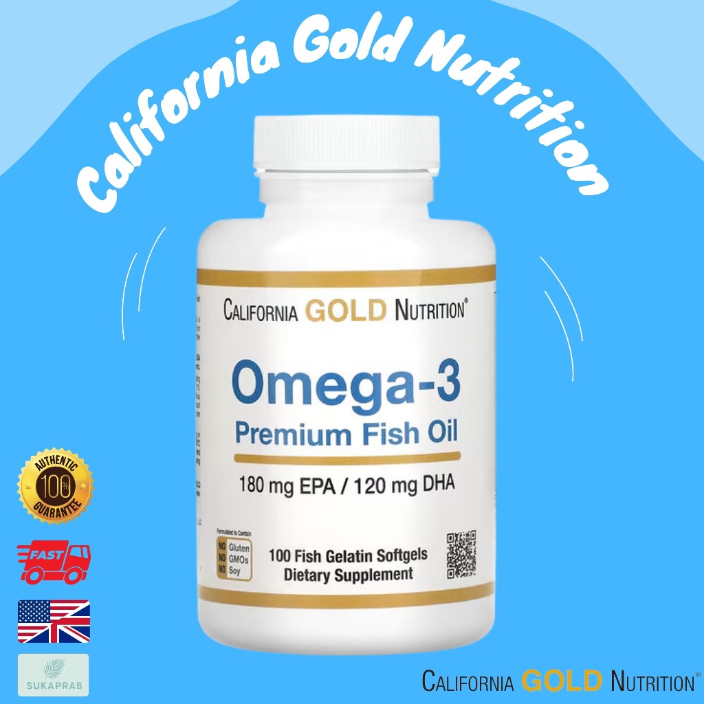 พร้อมส่ง California Gold Nutrition, Omega-3, Premium Fish Oil น้ำมันปลา โอเมก้า-3 100เม็ด ...