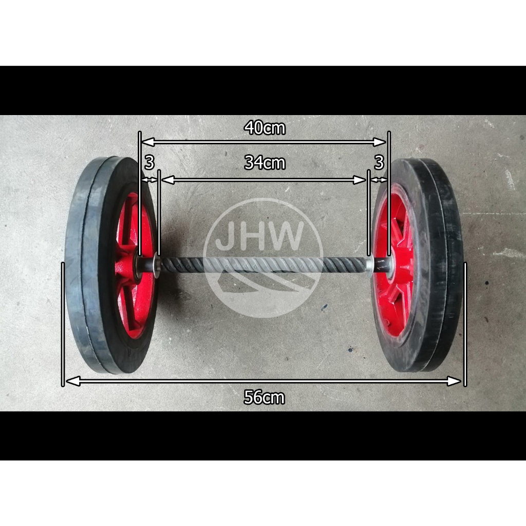 ล้อรถเข็น ล้อเหล็กหล่อ รถเข็น กะทะเหล็ก(สีแดง) ล้อยางตัน ขนาด 14นิ้ว ...