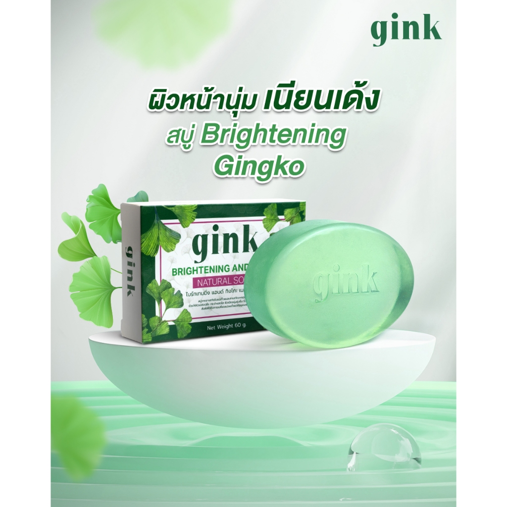 กิ๊ง (GINK) - สบู่ใบแปะก๊วย Gink Brightening and Gingko Natural Soap ...