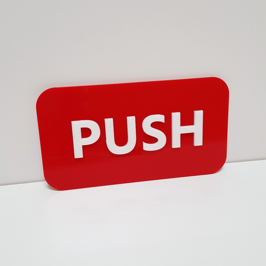 ป้ายอะคริลิค PUSH PULL SLIDE ป้ายข้อความภาษาอังกฤษ ป้ายผลัก-ดึง-เลื่อน ...