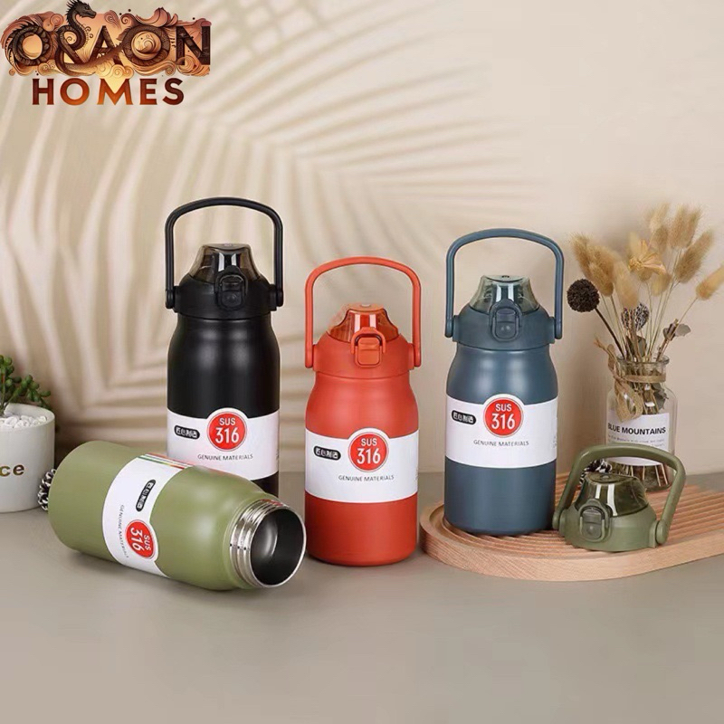 Stainless Steel Bottle SUS 316 แก้วน้ำเก็บอุณหภูมิร้อนเย็น 12ชม. ขนทด 1700ml คุณภาพสูง ไม่ขึ้น ...