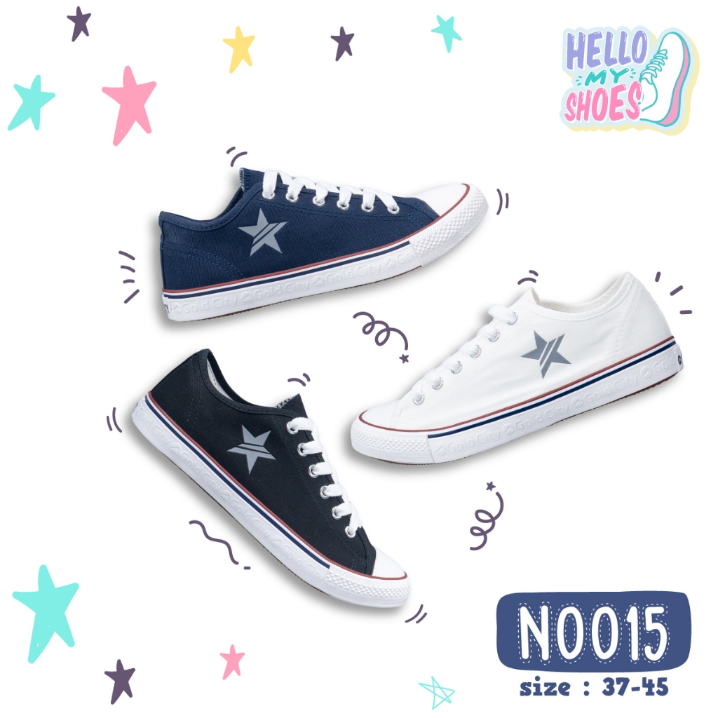 รองเท้าผ้าใบผูกเชือก พื้นยางพารากันลื่น รุ่น NO015 สินค้าตรงปก จัดส่งไว แท้100% | Shopee Thailand