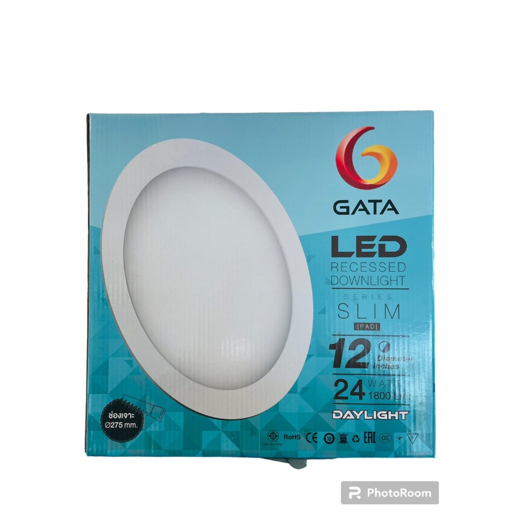 โคมไฟ LED ดาวน์ไลท์ 12นิ้ว รุ่น SLIM PAD แบบกลม แสงสีขาว | Shopee Thailand