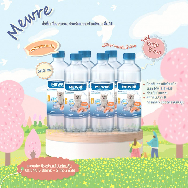 Set สุดคุ้ม 6 ขวด (มีคละกลิ่น) | Mewre น้ำดื่มแมว ขนาด 500 ml. | Shopee Thailand