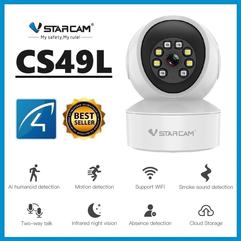 VSTARCAM CS49L SUPER HD 1296P 3.0MegaPixel H.264+ WiFi iP Camera กล้องวงจรปิดไร้สาย | Shopee ...