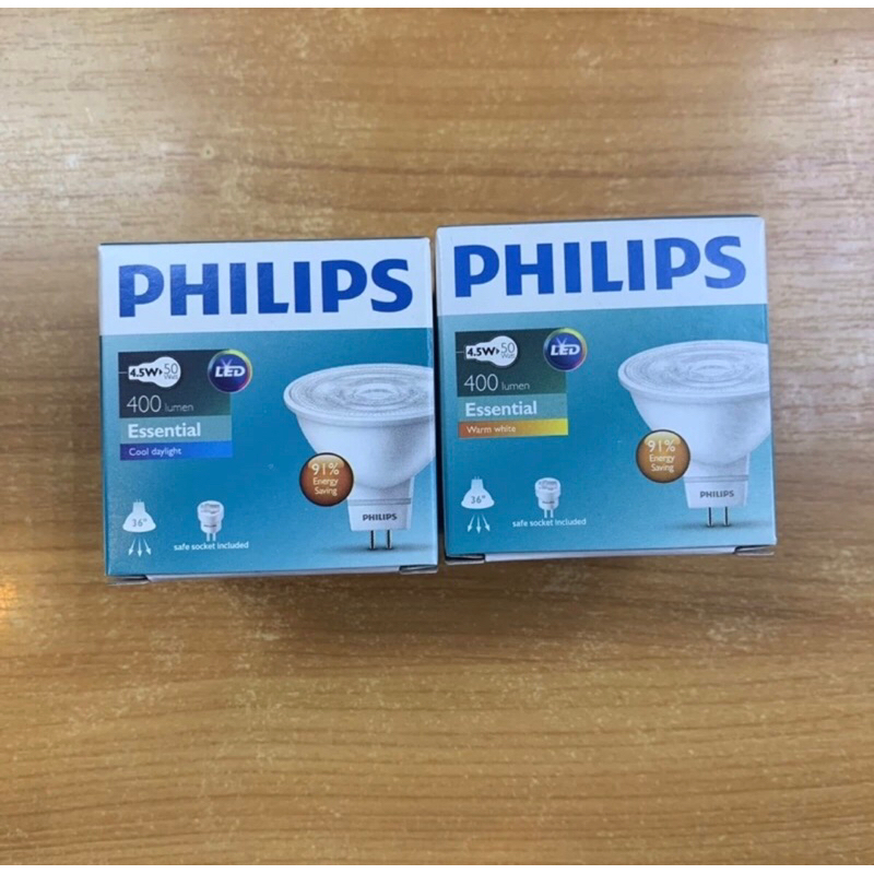 (ต่อตรง)หลอด ESSENTIAL LED MR16 4.5W 100-240V 36องศา 3,000K 400 ลูเมน ...